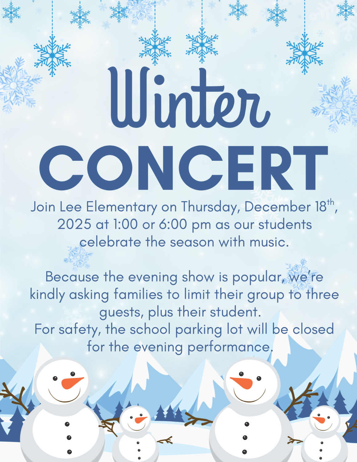 Walter Lee Winter Concert Today at 1:00 pm and 6:00 pm | Walter Lee ...
